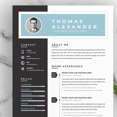 One Page Clean Resume / CV Template Instant Download - Etsy