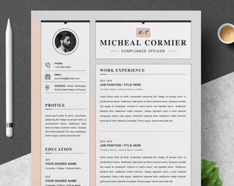 Modern Resume Template Cover Letter Word Maca4 CV - Etsy