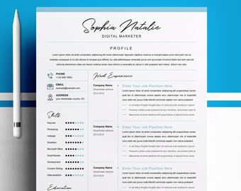 Modern Resume Template Cover Letter Word Maca4 CV - Etsy