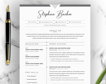 Clean Resume / CV Template With MS Word Cover Letter for | Etsy
