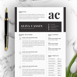 Minimal and Black White Clean Resume / CV Template - Etsy