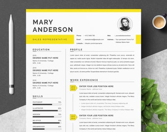 Creative Resume Modern Resume Template Cover Letter Word | Etsy