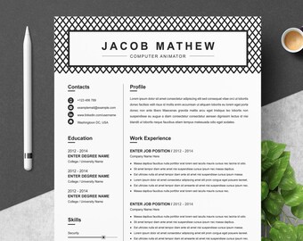 Modern Resume Template Format word Apple Pages Photoshop | Etsy