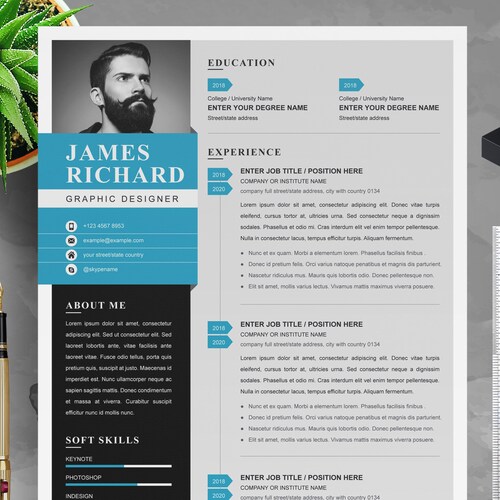 Resume Template Format for Graphic Designer Typographer With - Etsy
