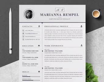 Black Resume Template / CV Design Template MS Word Apple | Etsy