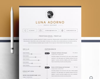 Clean Resume / CV Template With MS Word Cover Letter for - Etsy