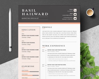 Professional Simple Resume Template Word Clean Resume | Etsy