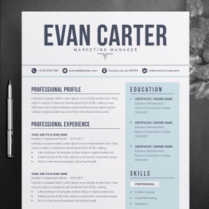 Simple Clean Resume Design Word Template | Two Page Modern ...