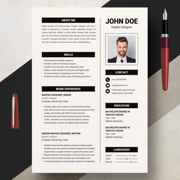 Resume Template Recent College Graduate - Etsy Resume Template Recent College Graduate - Etsy