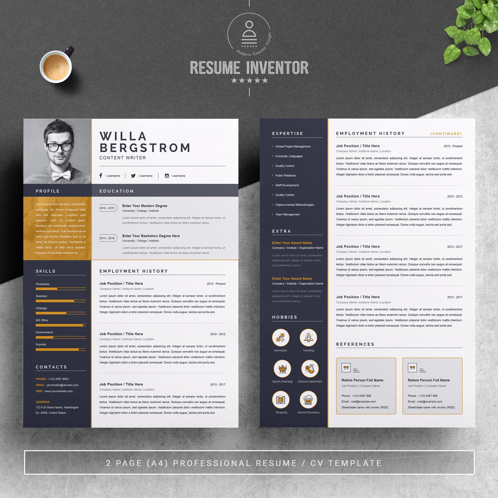Resume Template Modern & Professional Resume Template for Word CV ...