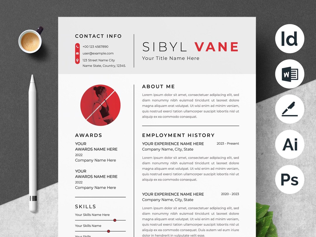 Editable Resume and CV Template, Job Application Template, Instant ...