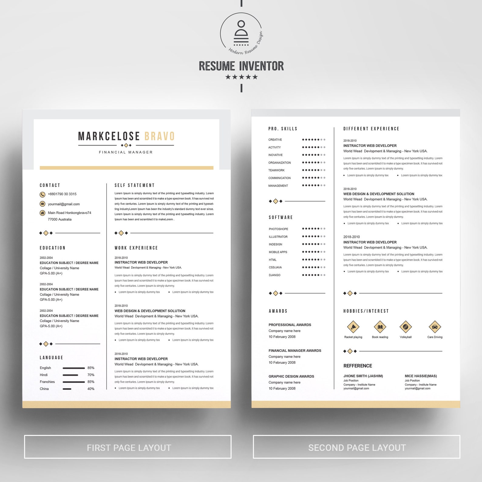Curriculum Vita | Resume CV Design Template | Instant Download ...