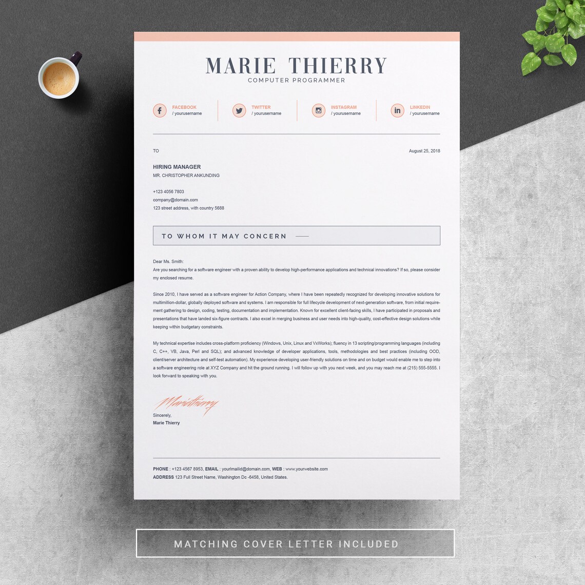 Resume Template CV Template - Etsy