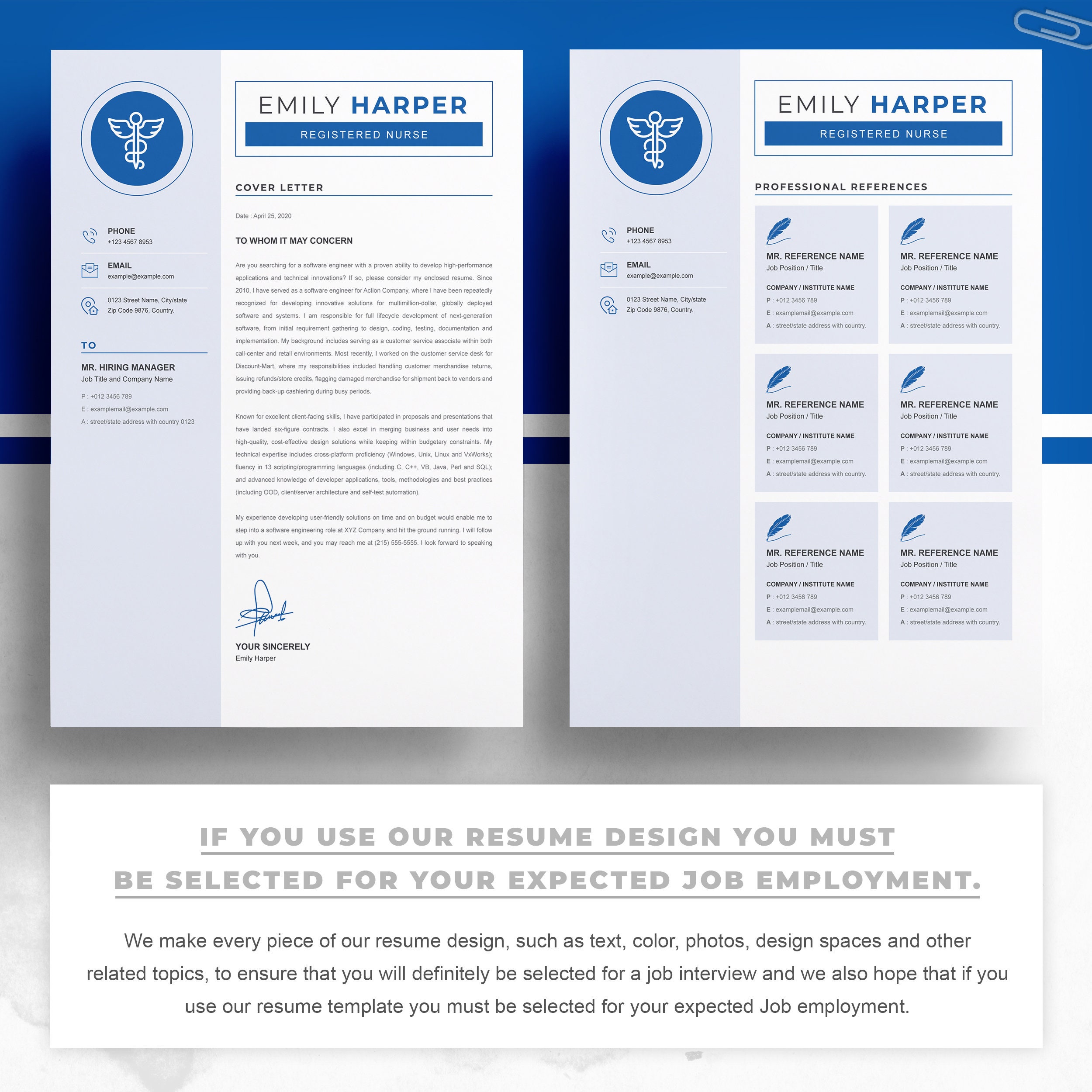 Registered Nurse Resume Template / CV Design RN and New Nurse Resume ...