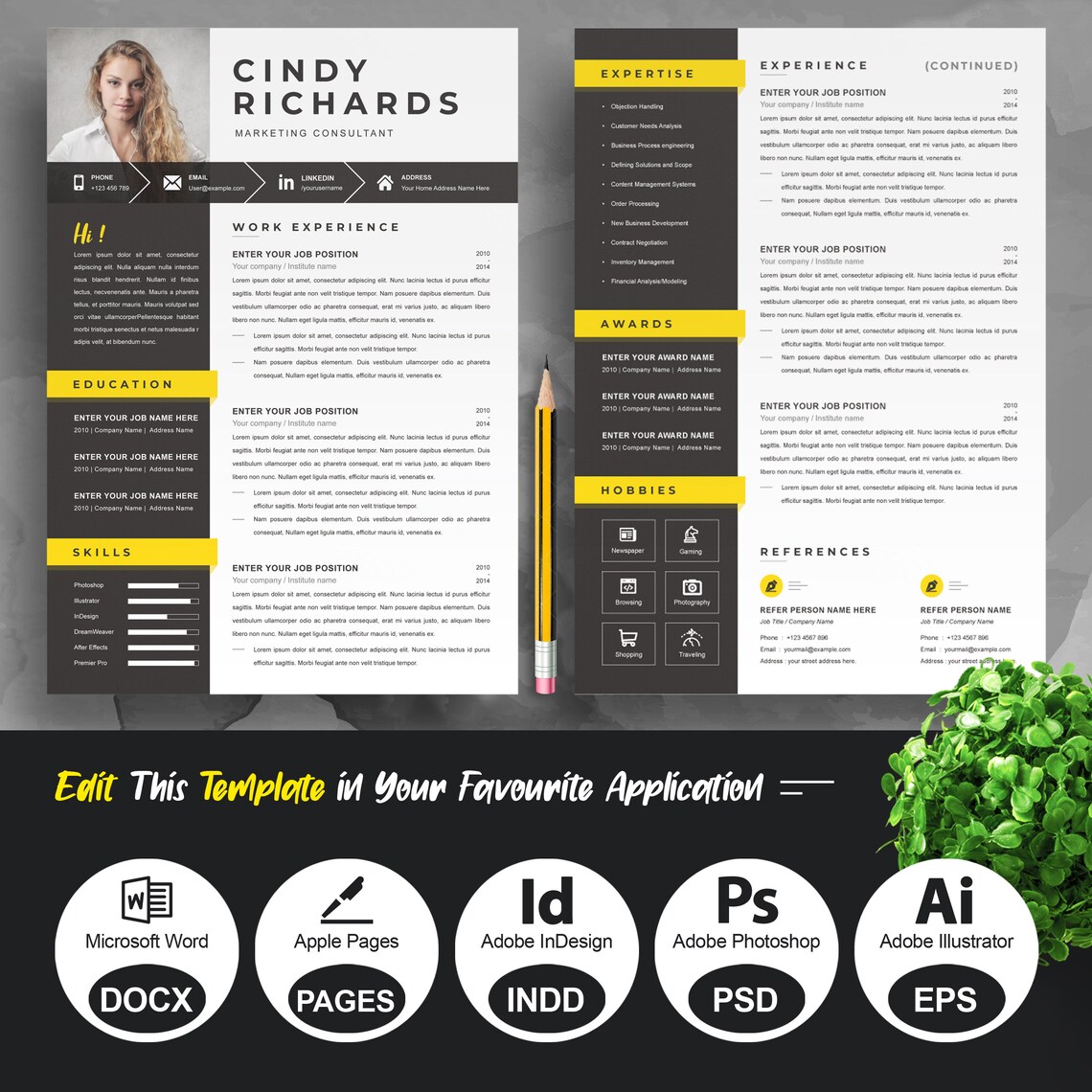 Creative Resume Modern Resume Template Cover Letter, Word, Mac,a4, CV ...