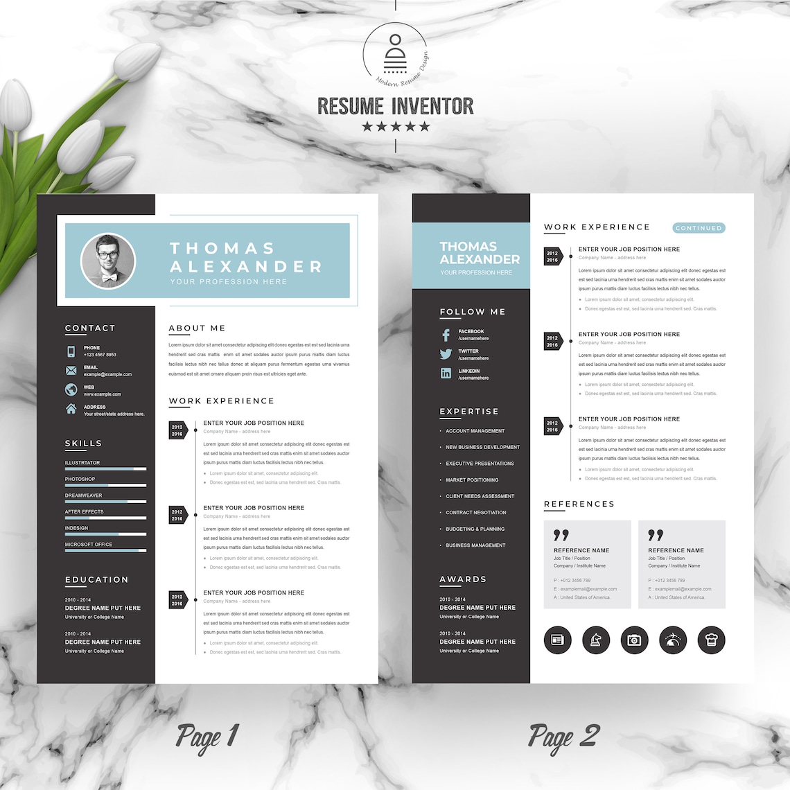Professional Word Resume / CV Template - Etsy