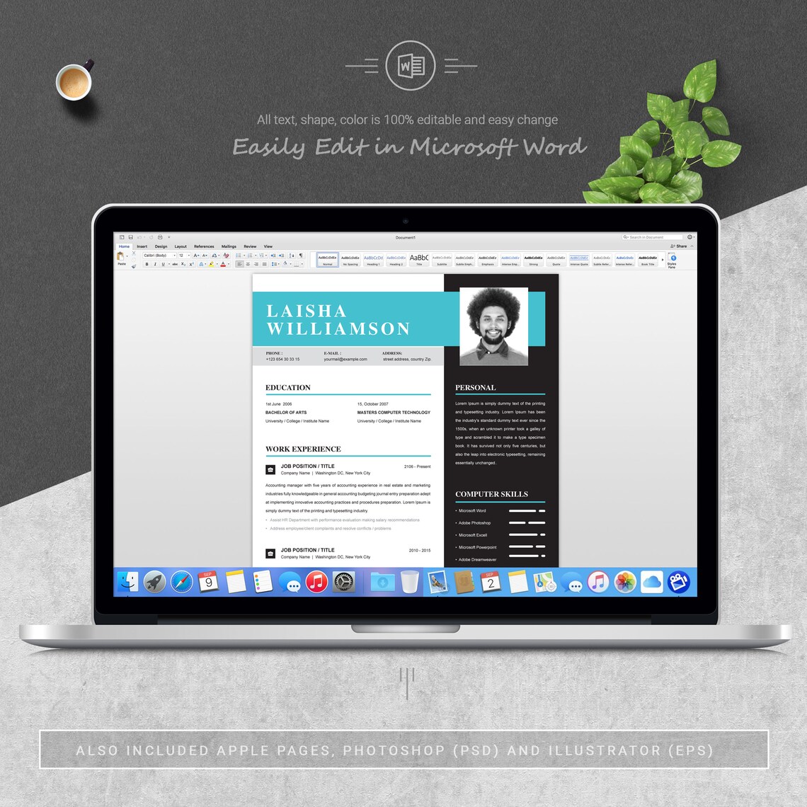 Resume Template 3 Pages Word Cv - Etsy