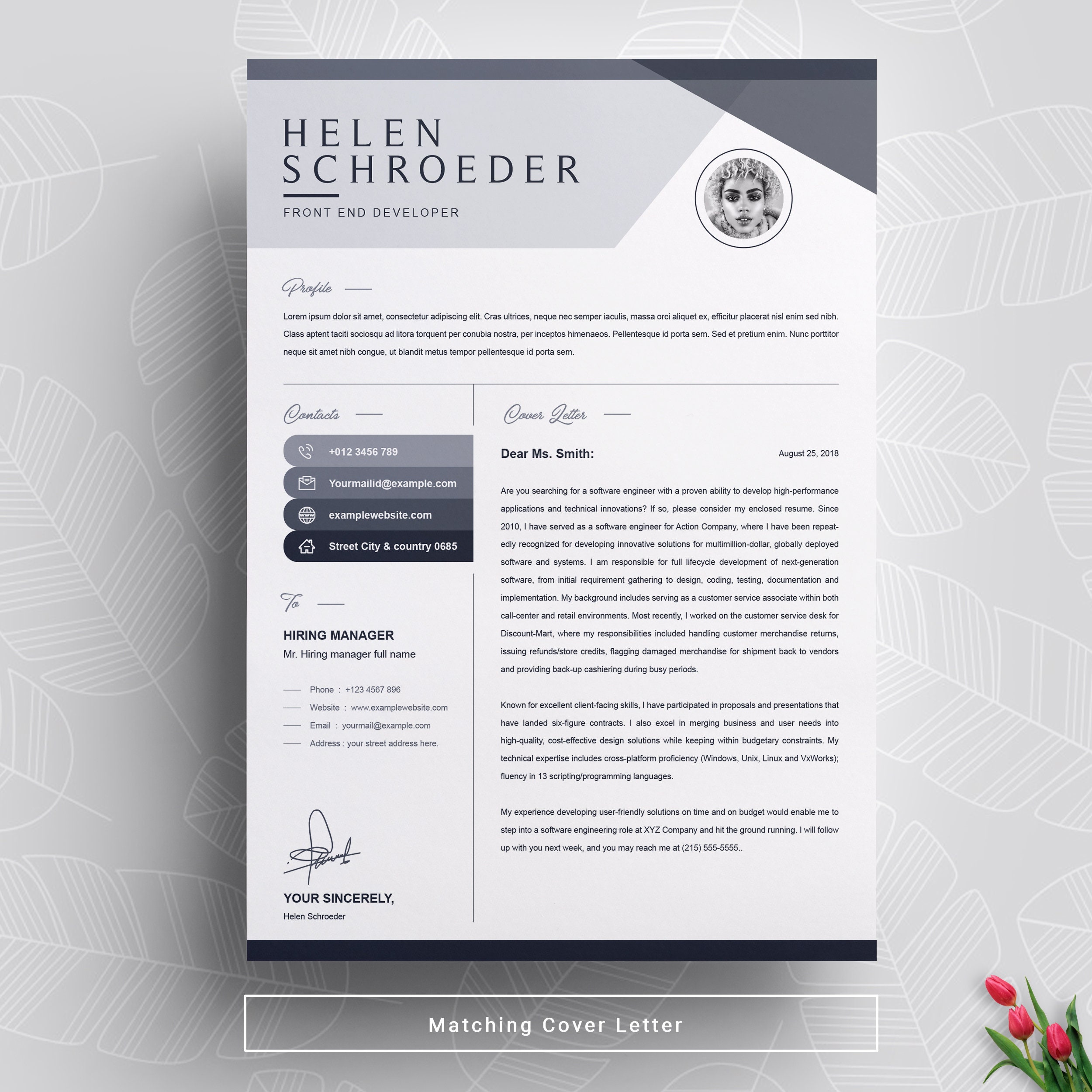 Resume Template / Professional CV Design Template With Cover - Etsy