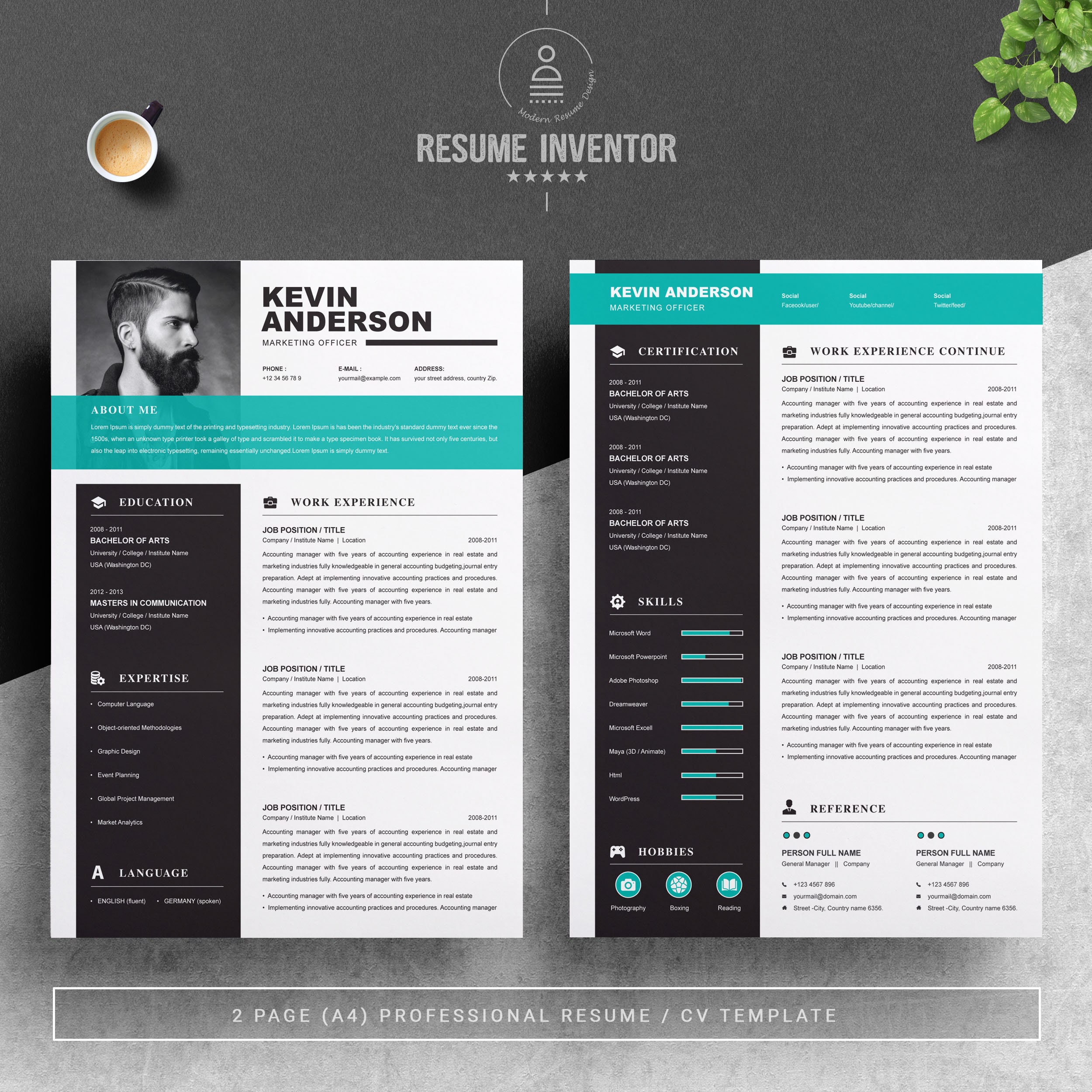 Modern & Professional Colour Resume Template for Word | CV Resume ...