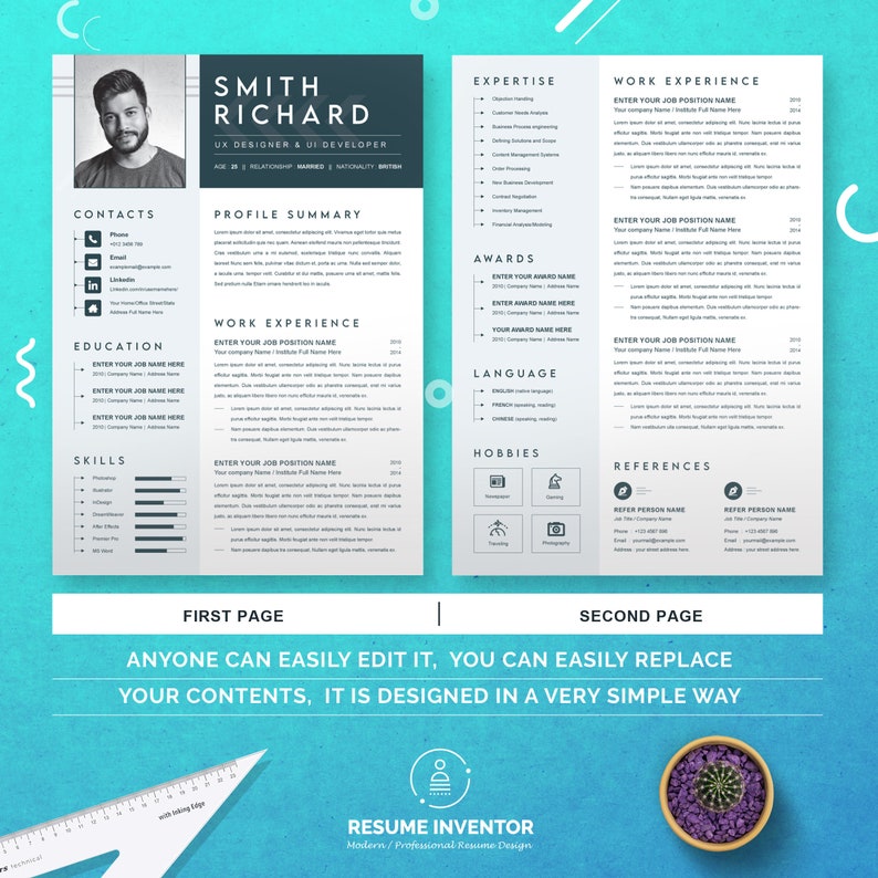 Clean and Modern Resume Template Word CV Template Cover Letter ...