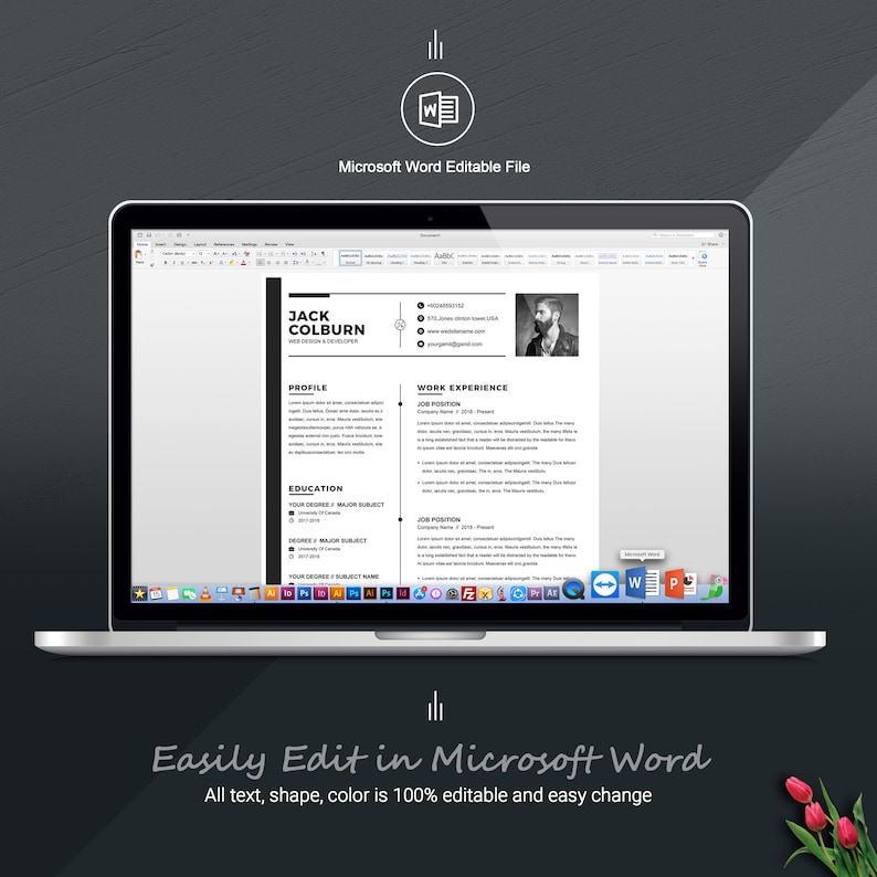 Curriculum Vitae / MS Word CV Resume Design Template Instant Download ...