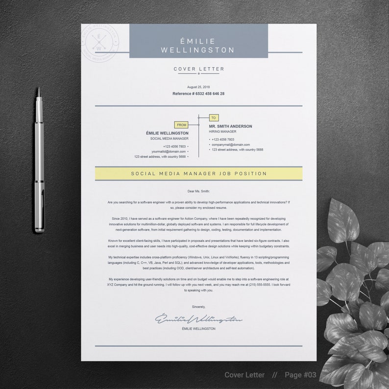 Creative Professional Resume / CV MS Word Apple Pages Design Template ...