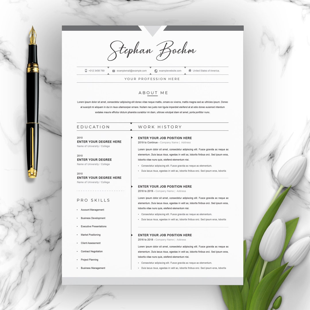 Clean Resume / CV Template With MS Word Cover Letter - Etsy