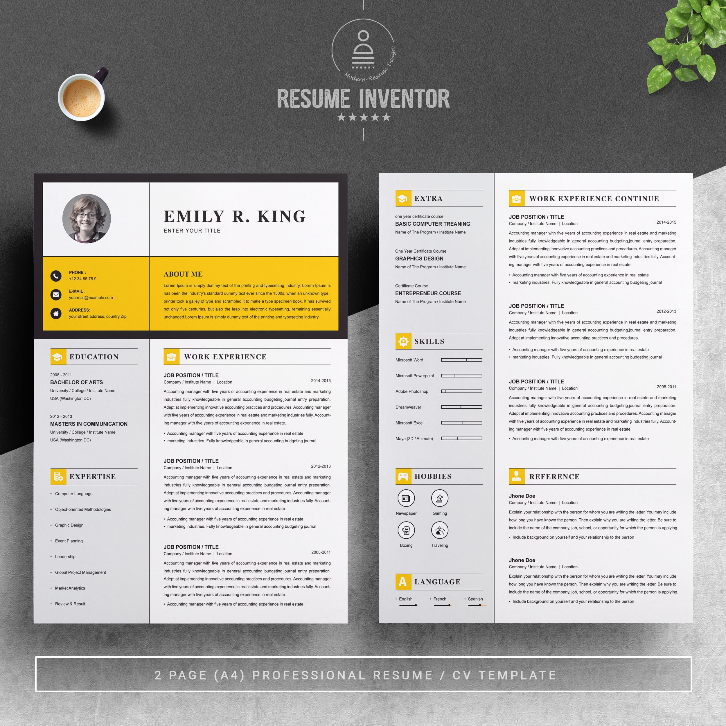 Resume Template Modern & Professional Resume Template for Word CV ...