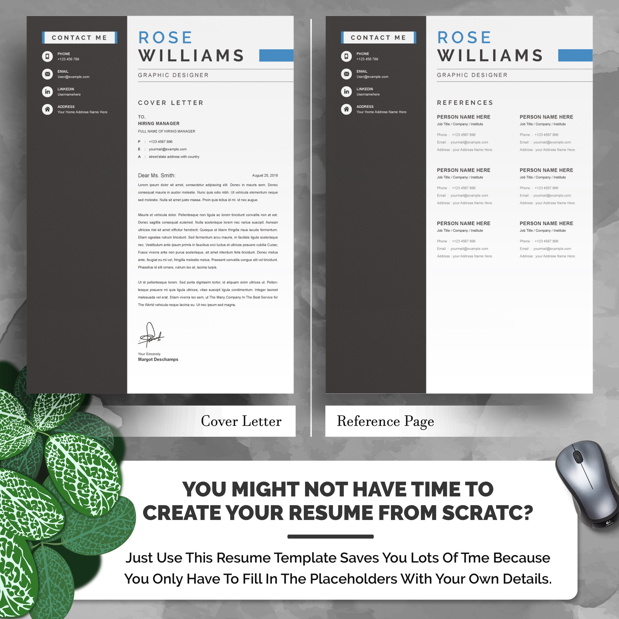 2 Page Professional Simple Graphic Designer Resume Template Word Clean ...