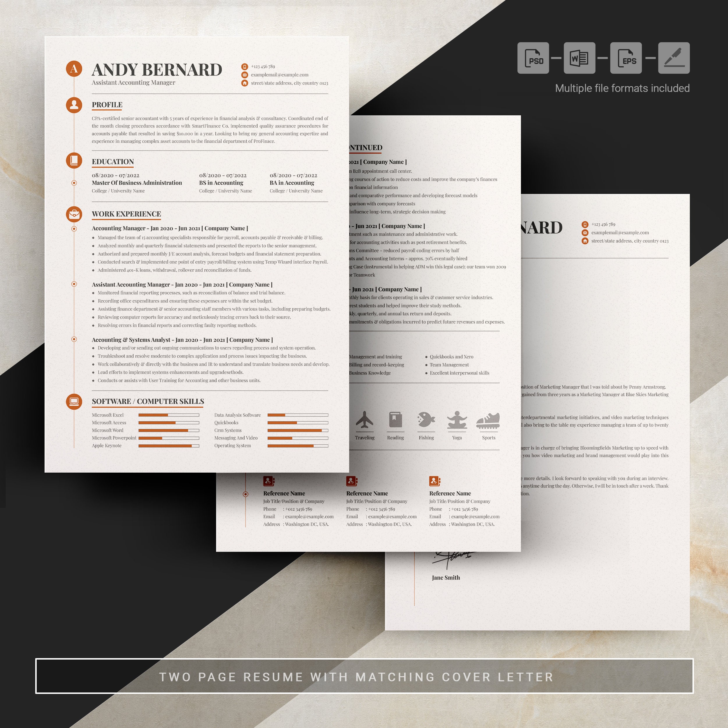 Professional Resume Template, Modern CV Design, Job Application, Career ...