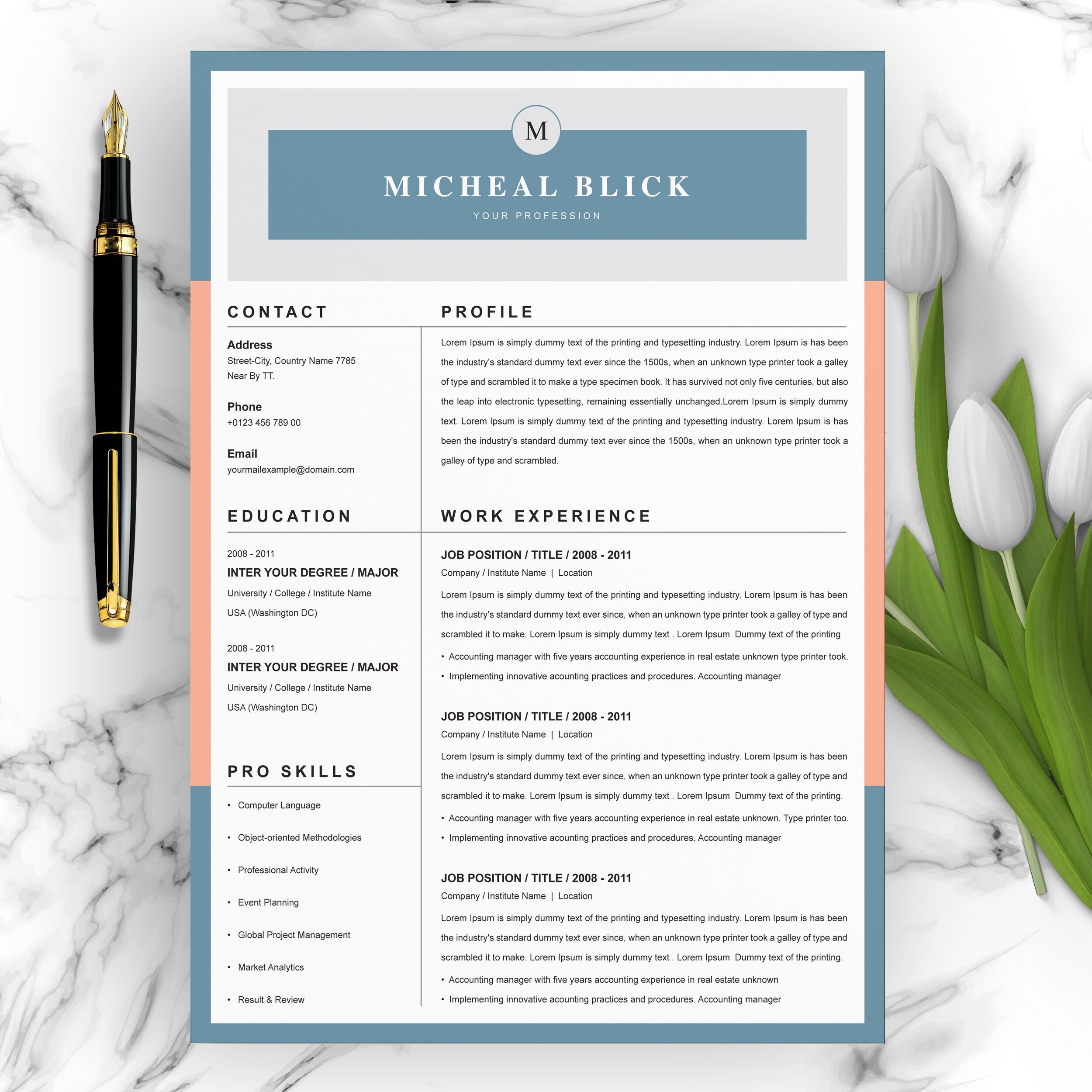 Modern Resume Template and Cover Letter CV Template - Etsy
