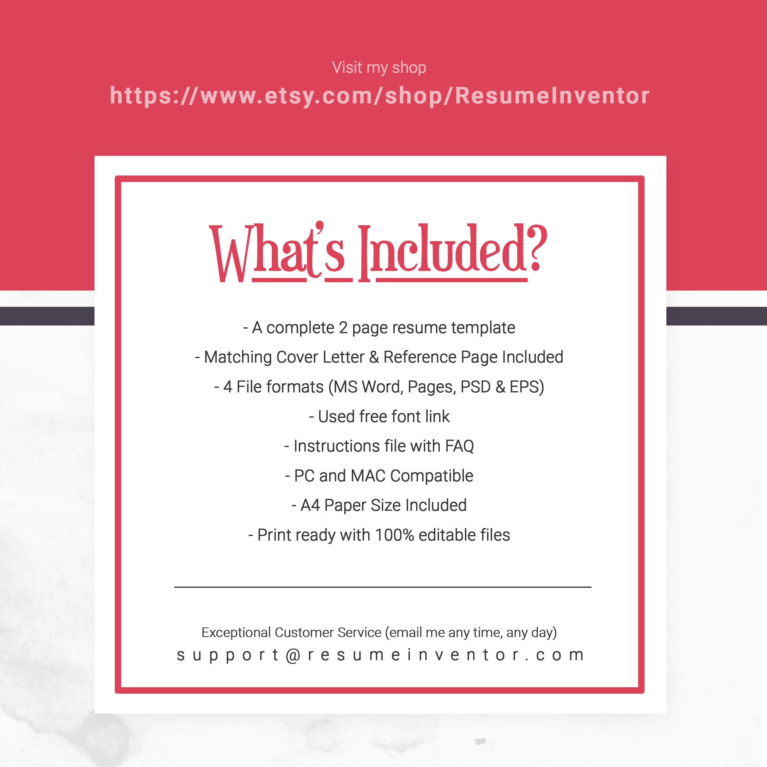 Modern and Clean Resume Template 4 Pages With 2 Style MS Word Templates ...