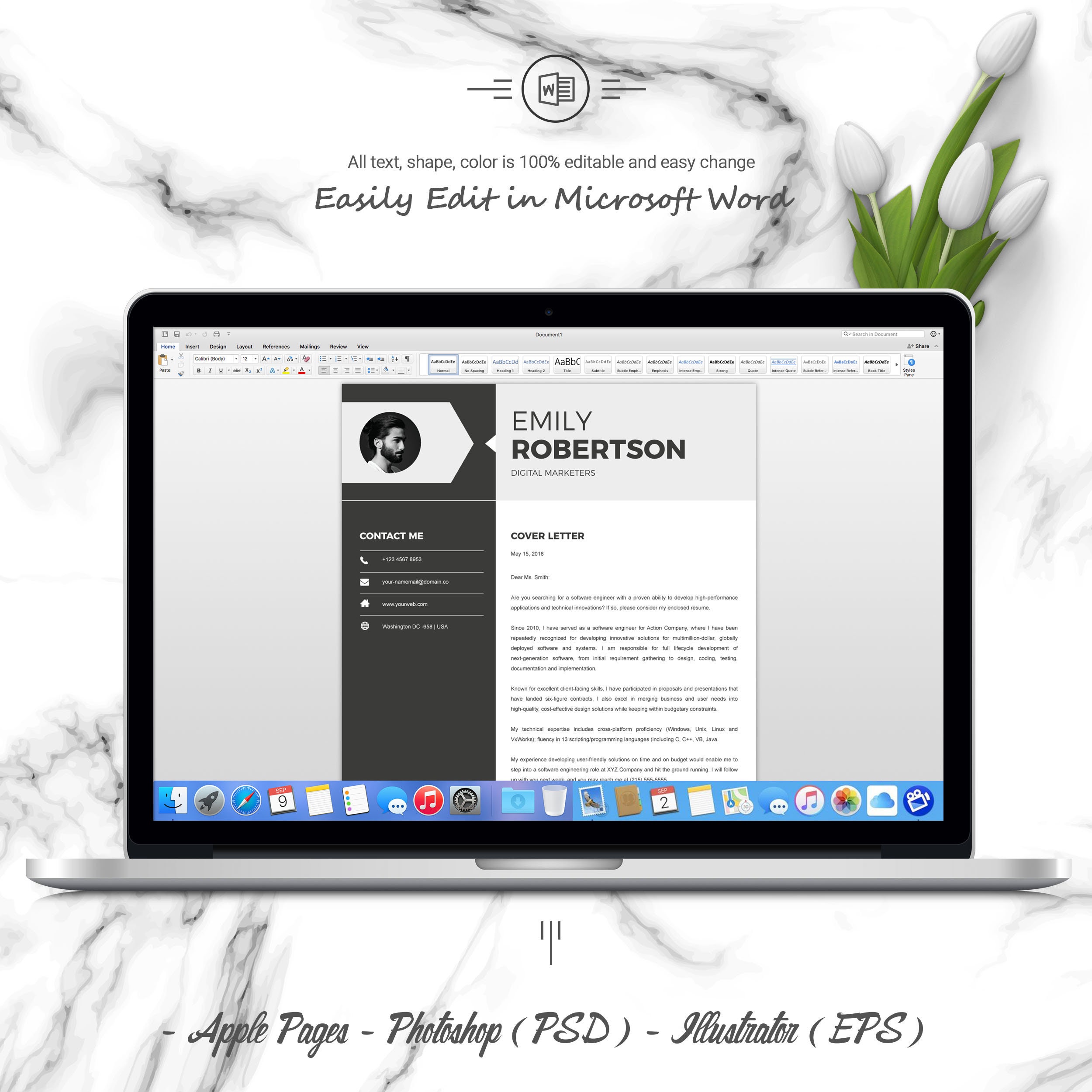 One Page Infographic Resume Template With Cover Letter - Etsy