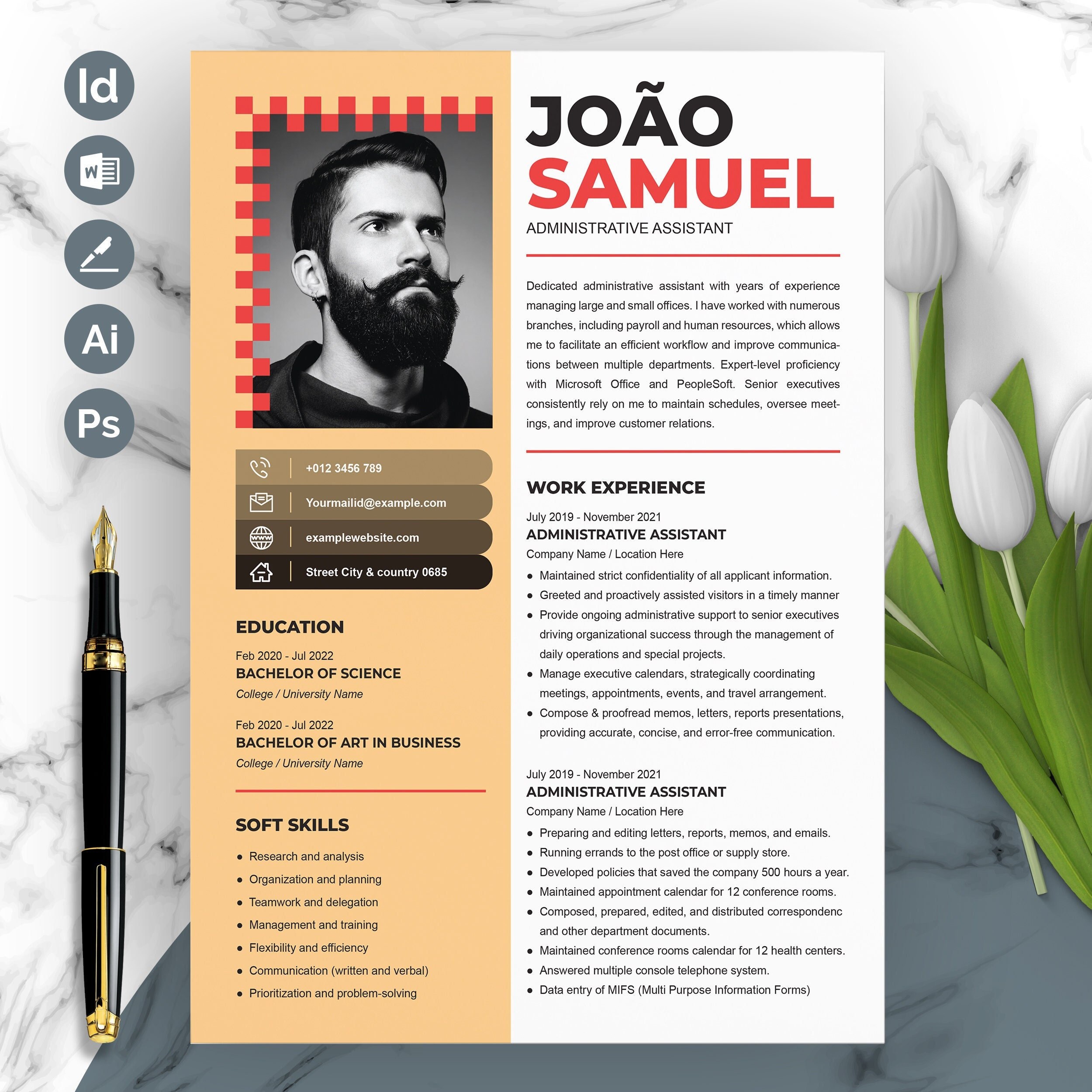 Creative Resume Template Modern CV Design Professional Job Application ...