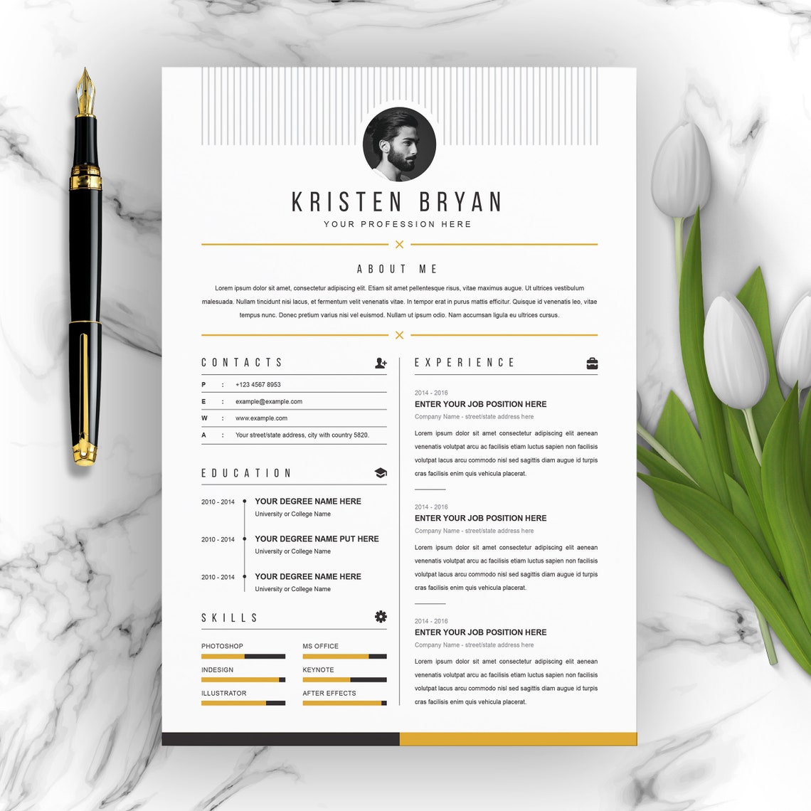 Modern Resume Template Professional CV Template CV Design - Etsy