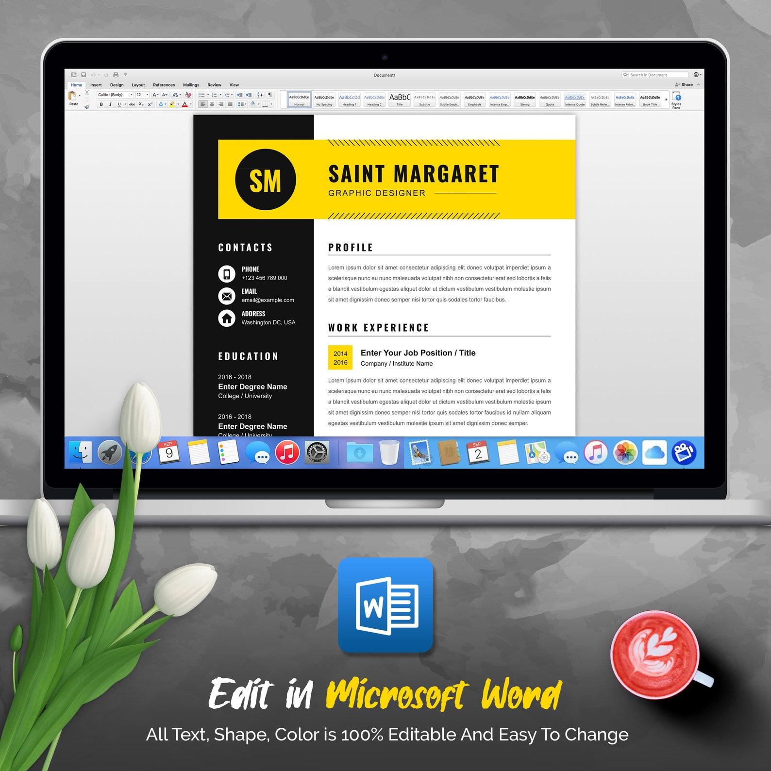 Resume for Graphic Designer, Modern Resume for Indesign, Microsoft Word ...