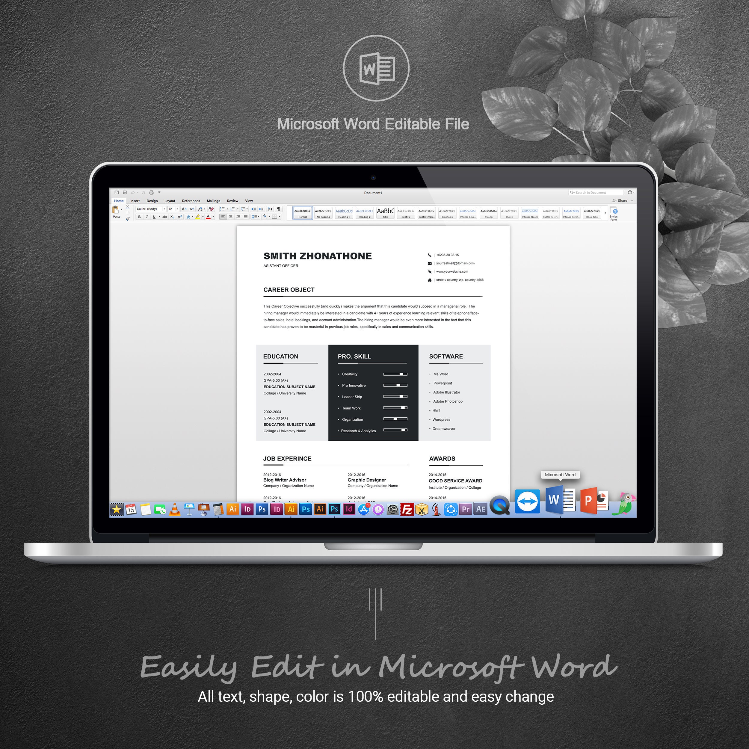 One Page Resume / CV Design Template Clean and Professional - Etsy