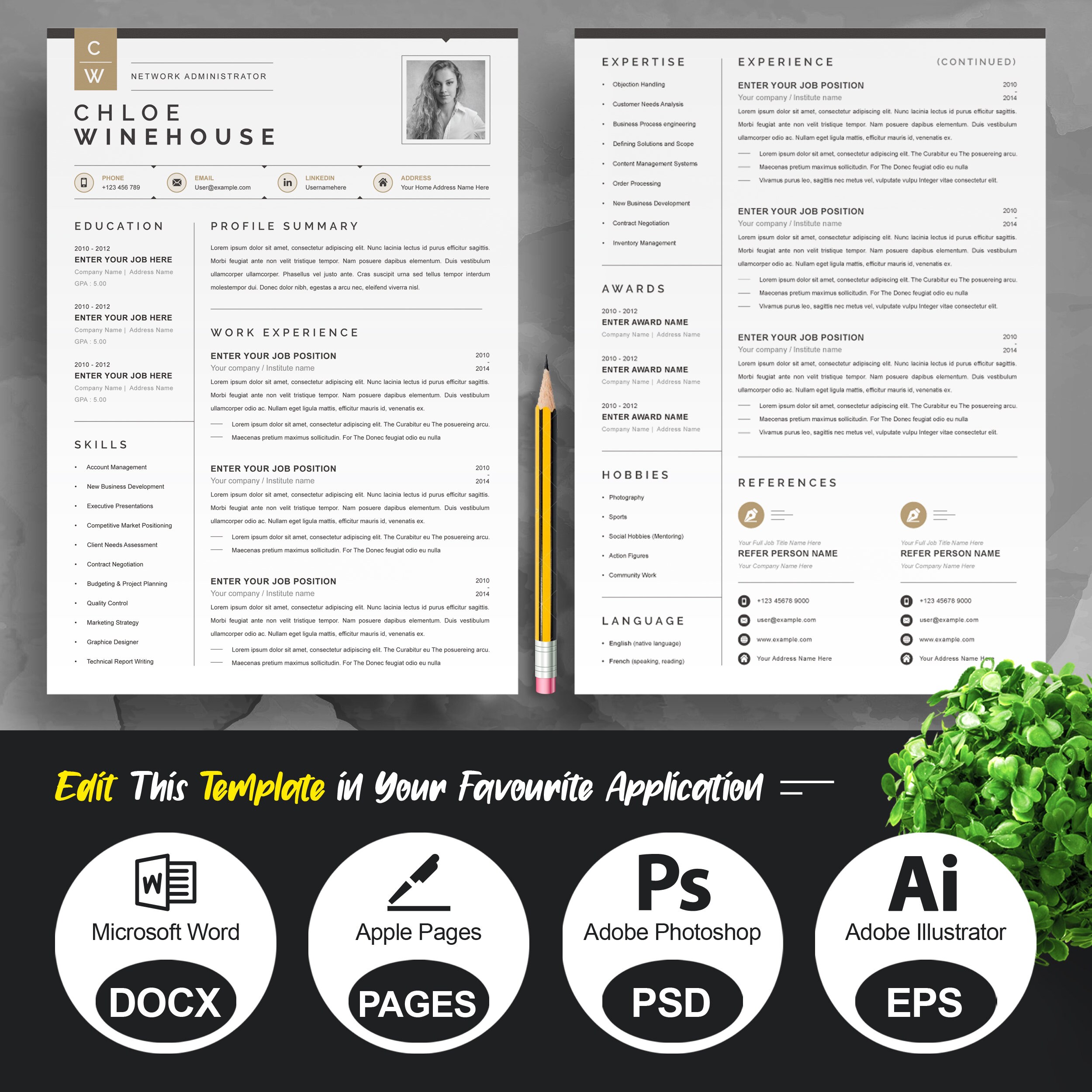 Creative Resume Modern Resume Template Cover Letter, Word, Mac,a4, CV ...