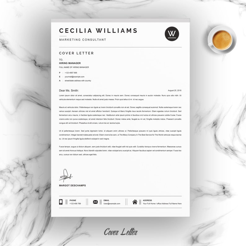 Resume Template Instant Download for Word Professional CV Design Modern ...
