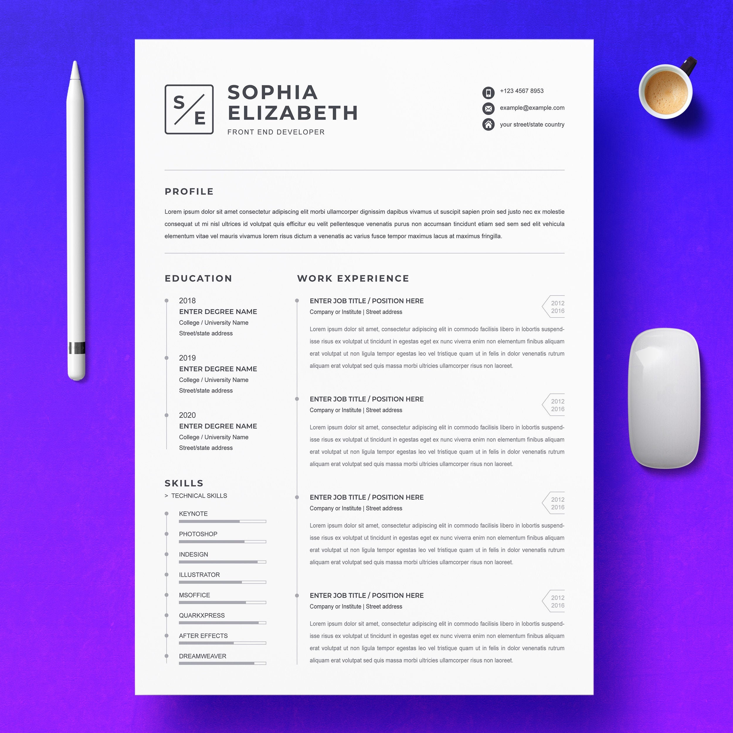 Simple & Clean Resume Template microsoft Word Apple Pages - Etsy