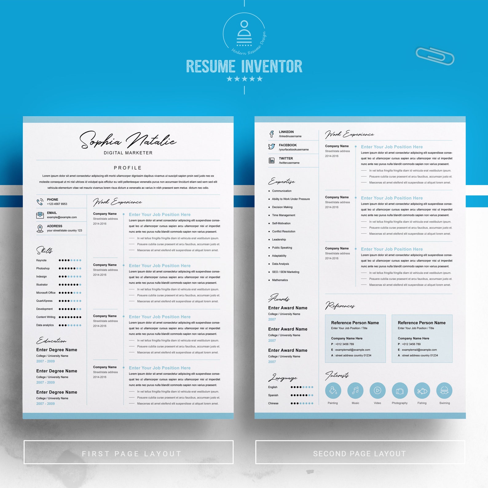 2020 Modern Resume Template CV CV Template Professional & - Etsy
