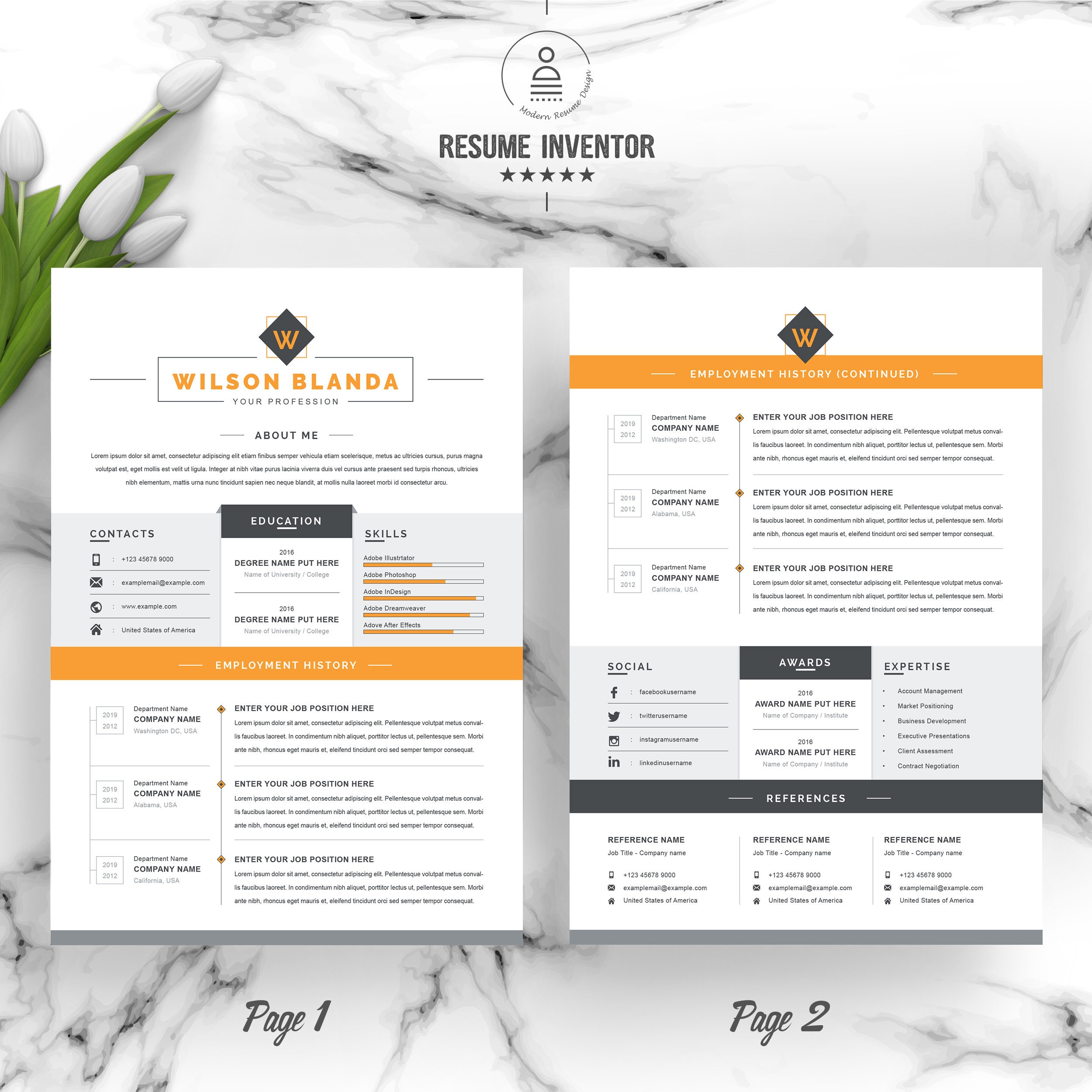 Clean CV / Resume Template With MS Word Cover Letter - Etsy