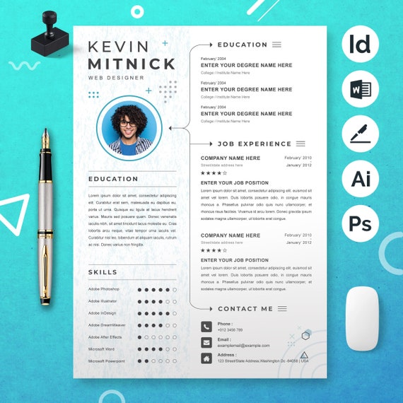 Professional Infographic Resume Template With Photo Modern - Etsy