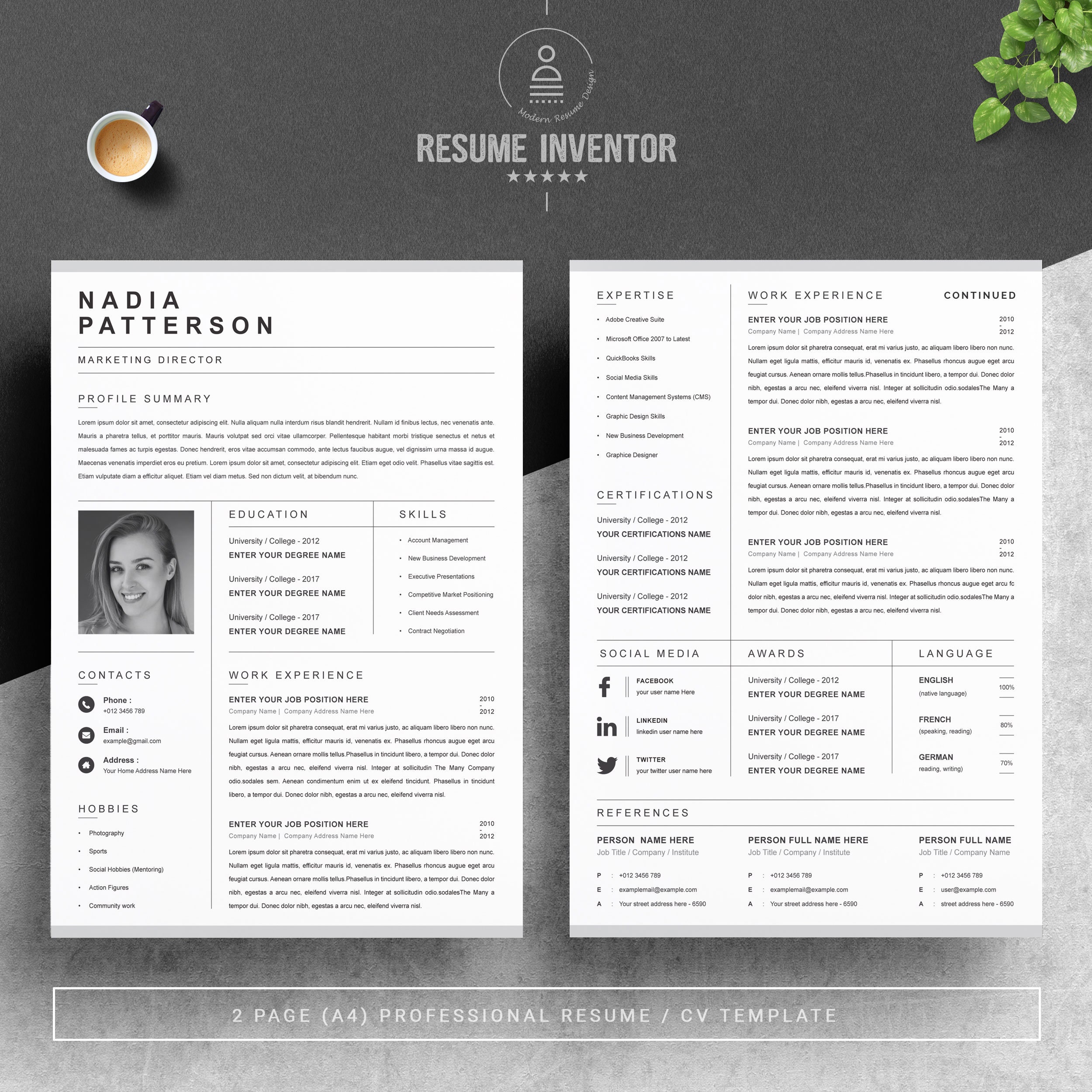 Creative Resume Modern Resume Template Cover Letter, Word, Mac,a4, CV ...