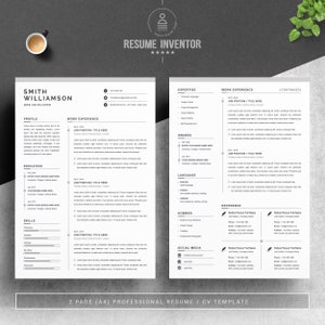 Clean Resume / CV Template With MS Word Cover Letter - Etsy