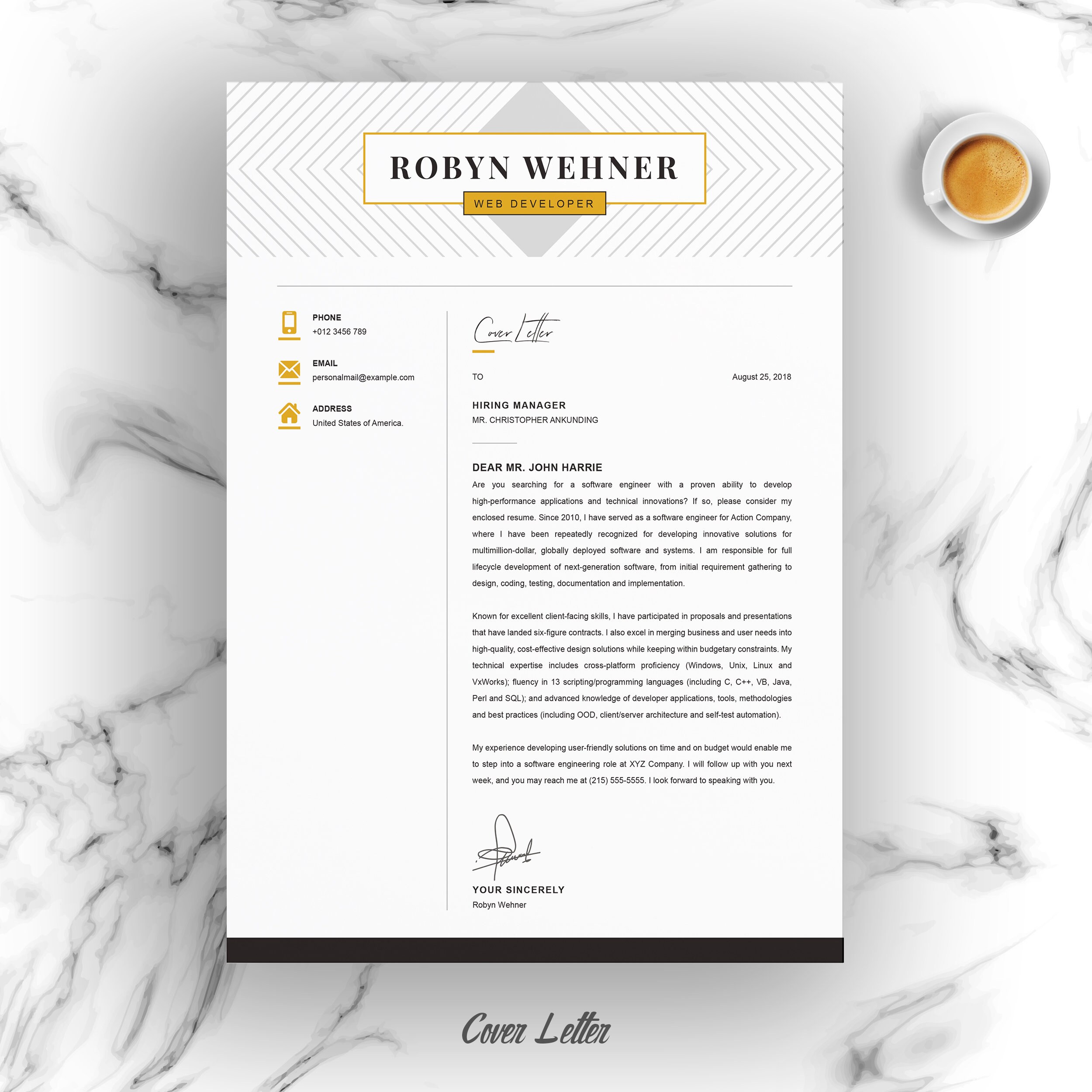 Clean and Professional Creative Resume Template 3 Page Clean Resume ...