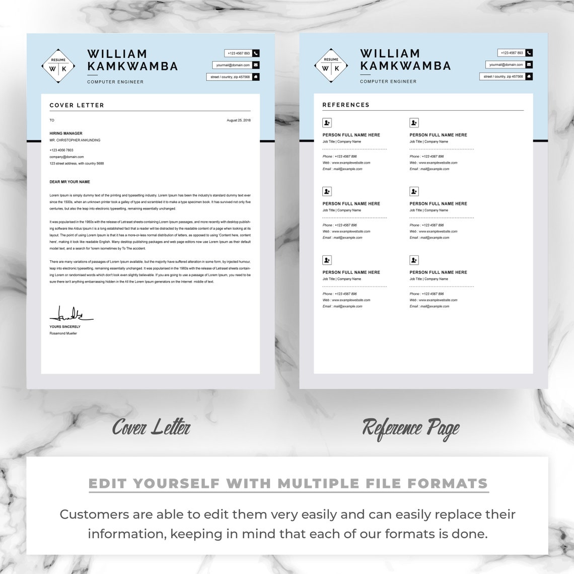 Modern Resume Template for Word, Apple Pages - Etsy