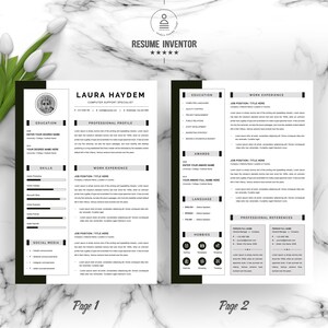 Modern Resume, CV Template, 2 Page, Minimalist Resume, Simple Resume ...