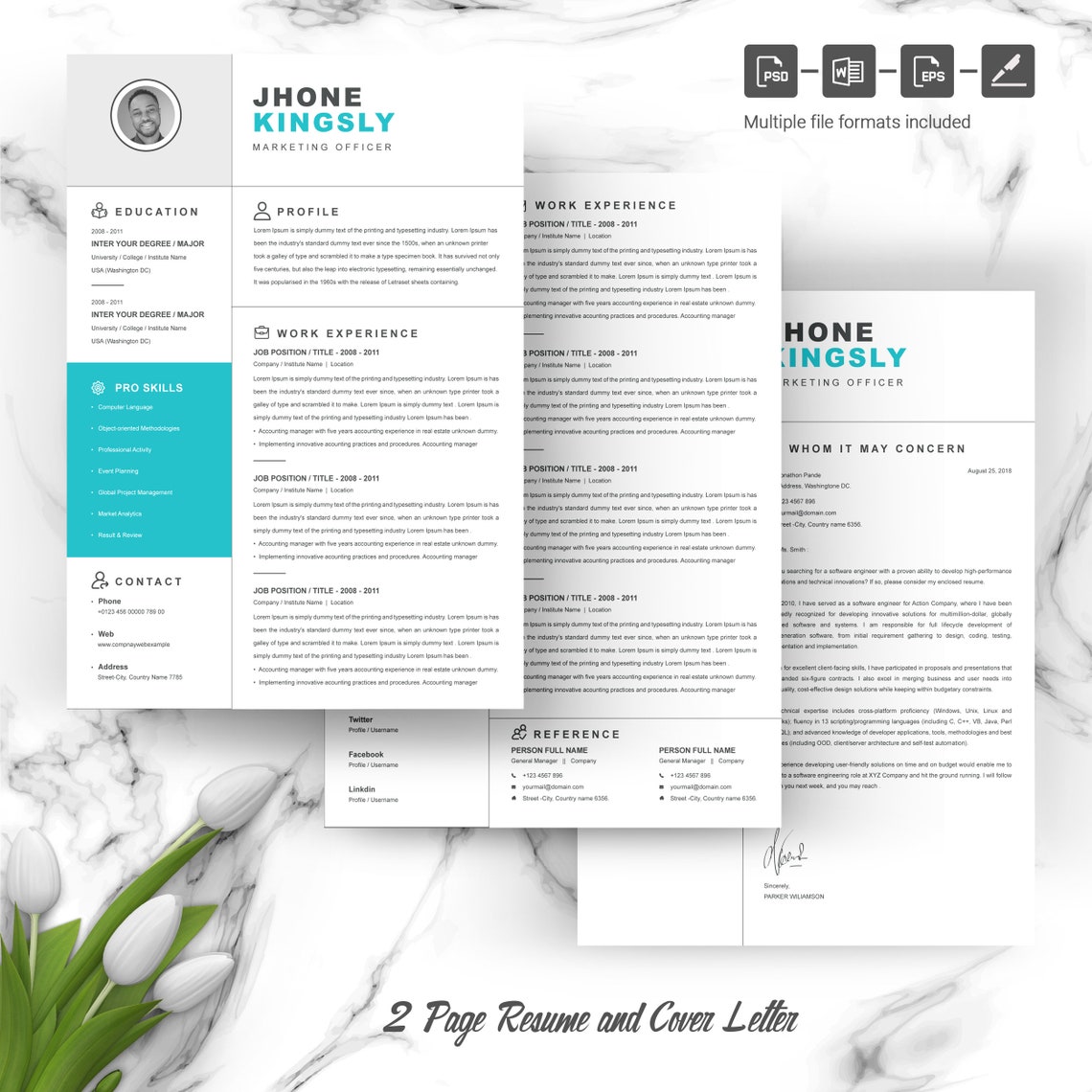 Creative & Professional Resume Template for Word CV for Job | Etsy