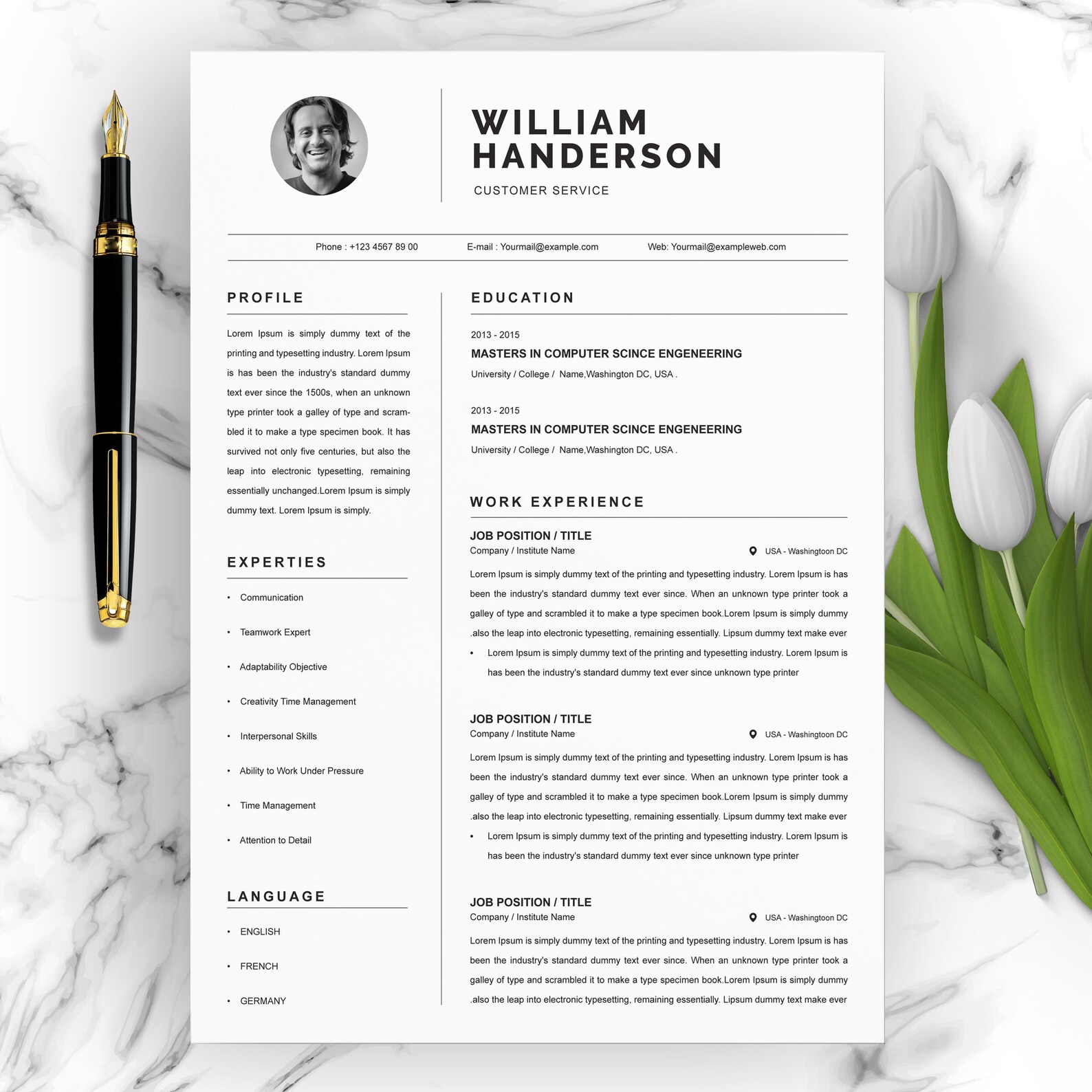 Clean and Simple Resume Template Word Clean Resume Template Apple Pages ...